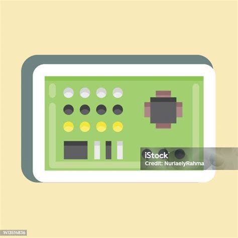 스티커 마더보드 컴퓨터 구성 요소 기호에 적합합니다 편집 가능한 간단한 디자인 디자인 템플릿 벡터 간단한 그림 0명에 대한 스톡