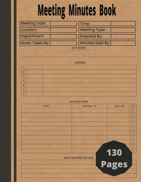 Meeting Minutes Log Book Essential Business Organizers And Record