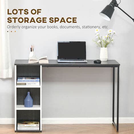 HOMCOM Computer Desk With Storage Shelves Study Home Office Workstation Grey