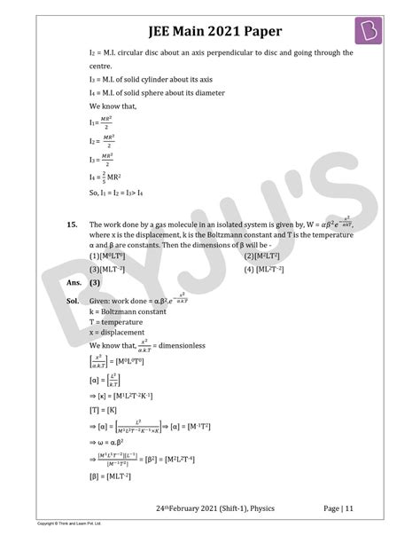 JEE Main 2021 Physics Paper With Solutions Session Feb 24 Shift 1