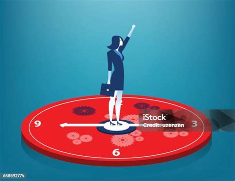 시계에 서 있는 사업가 컨셉 비즈니스 그림입니다 평면 벡터 개념에 대한 스톡 벡터 아트 및 기타 이미지 개념 권위 금융 Istock