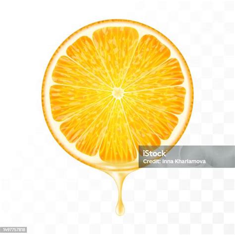 투명한 배경에 격리된 주스가 떨어지는 오렌지 슬라이스 에센셜 오일이 뚝뚝 떨어지는 신선한 오렌지 조각 육즙이 많은 과일 신선한 감귤류 디자인 사실적인 3d 벡터 비타민 C에