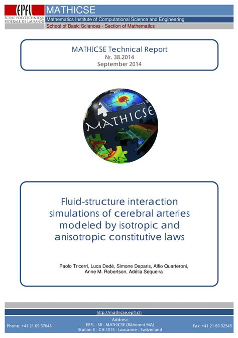 Pdf Fluid Structure Interaction Simulations Of Cerebral Arteries Modeled By Isotropic And
