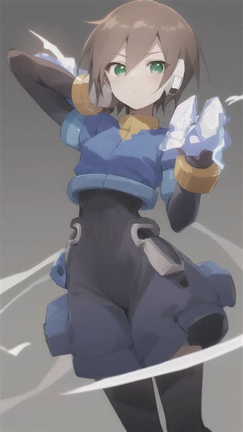 Aile Megamanzx 1girl Looking At Viewer Simple Background Brown Hair