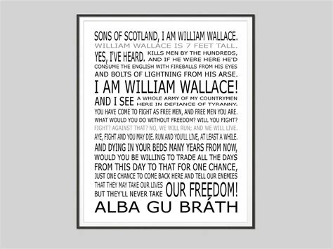 Braveheart William Wallace Speech Braveheart Movie Poster Print