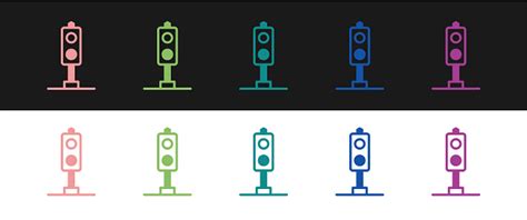 흑백 배경에 격리된 기차 신호등 아이콘을 설정합니다 열차의 움직임을 조절하기 위한 신호등 벡터 교육 강좌에 대한 스톡 벡터 아트 및 기타 이미지 Istock
