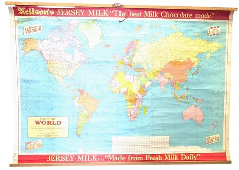 Jersey Milk Pull Down Classroom Map Of The World Auctionsontarioca