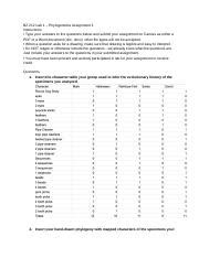 BZ Lab Phylogenetics Assignment Docx BZ Lab Phylogenetics Assignment
