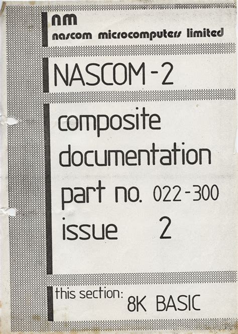 Nascom 2 Composite Documentation Issue 2 8k Basic Book