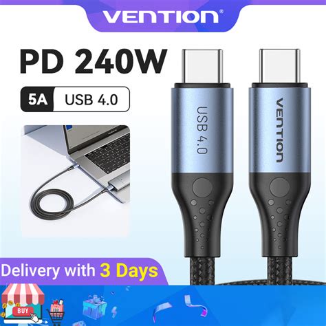Vention Usb Type C Cable Gbps A Supprort Video Transmission K Hz W Usb C For Laptop