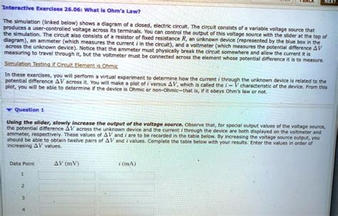 Interactive Exercises 2606what Is Ohms Law The Simulation Linked Below
