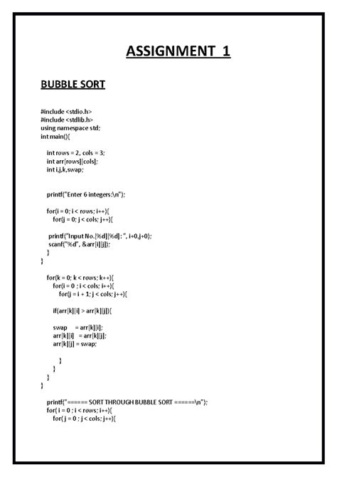 Algo Code Assignment 1 Bubble Sort Include Include Using Namespace Algo Code Assignment 1 Bubble Sort Include Include Using Namespace