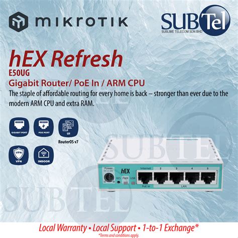 Mikrotik Router Hex Refresh E50ug With 5 X Gigabit Ethernet Ports 1 X Usb A Port Passive Poe In