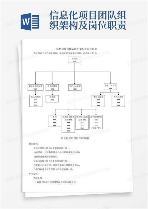 信息化项目团队组织架构及岗位职责 Word模板下载 编号lwnnzavp 熊猫办公