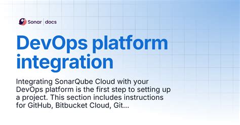Devops Platform Integration Sonar Documentation