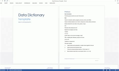 Design Document Templates Ms Wordexcel Data Dictionary Regarding Business Data Dictionary