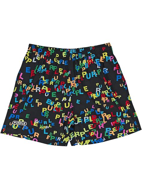 Purple Brand Logo Print Multicolor Shorts Black Farfetch Au