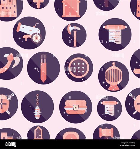 Seamless Pattern Background With Medieval Weapon Icons Vector Stock Vector Image And Art Alamy