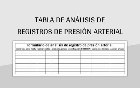 Plantilla De Formato Excel Tabla De Análisis De Registros De Presión