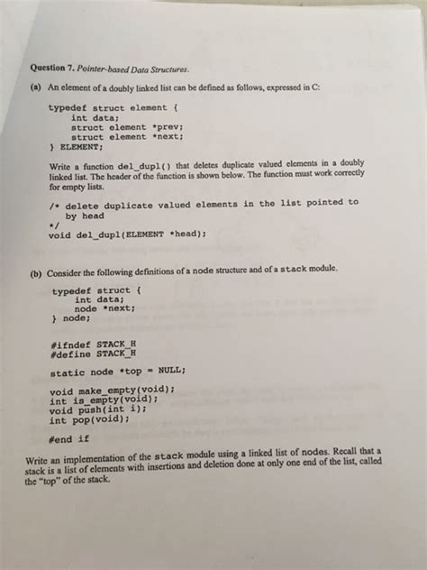solved question 7 pointer based data structures a an