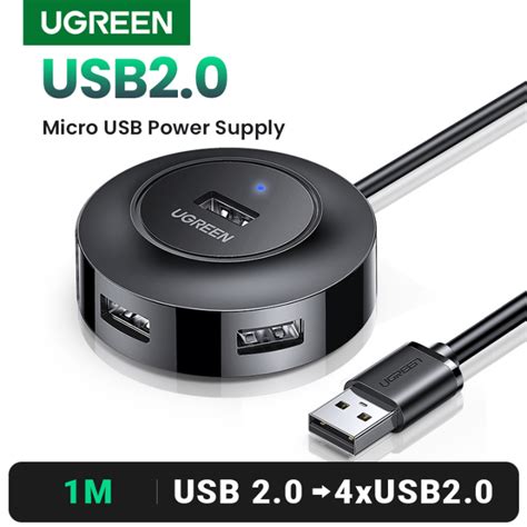 Ugreen Usb Hub 4 Port Usb 2 0 Splitter Switch With Micro Usb Charging Port For Imac Computer