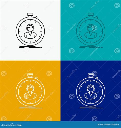 Fast Speed Stopwatch Timer Girl Icon Over Various Background Line Style Design Designed