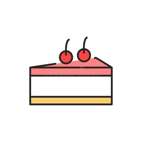 Icono De Línea De Color De Cheesecake Elemento Vector Aislado