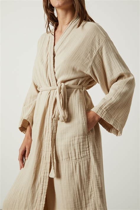 Cotton Gauze Robe Velvet By Graham And Spencer
