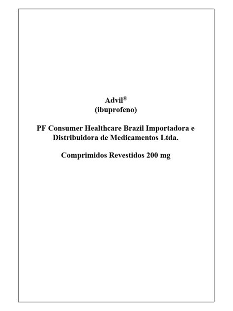 Bula Advil Profissional Pdf Anti Inflamatório Não Esteroide Gravidez
