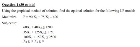 Solved Using The Graphical Method Of Solution Find The Chegg