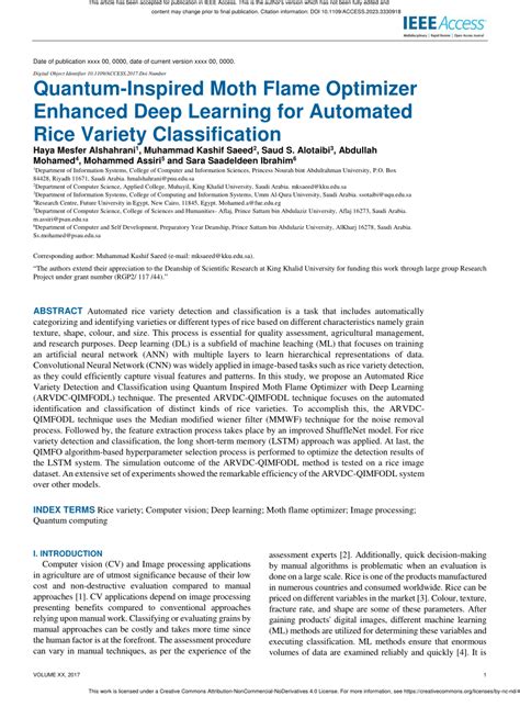 Pdf Quantum Inspired Moth Flame Optimizer Enhanced Deep Learning For Automated Rice Variety