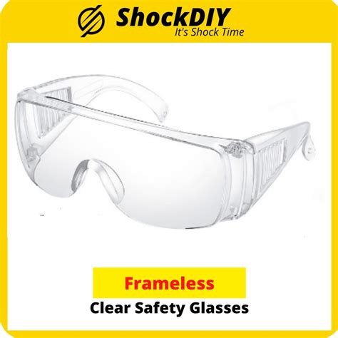 Large Frameless Clear Safety Goggles Eye Protection Ppe Glasses Goggle