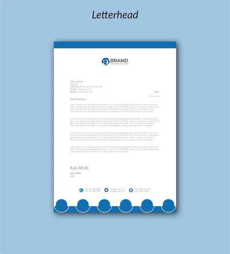 현대적인 레터헤드 패드 템플릿 디자인 프리미엄 벡터