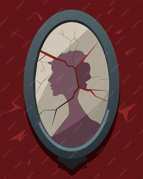 Premium Vector A Distorted Reflection In A Cracked Mirror Mirroring