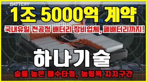 하나기술 주식전망 주가전망 이차전지관련주 배터리관련주 폐배터리관련주 전공정장비 1조5000억 수주 Youtube
