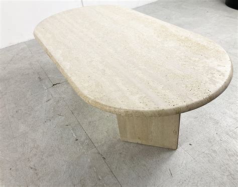 Vintage Oval Travertine Coffee Table 1970s At 1stdibs