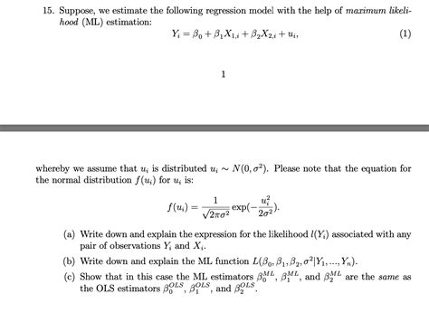 Solved 15 Suppose We Estimate The Following Regression