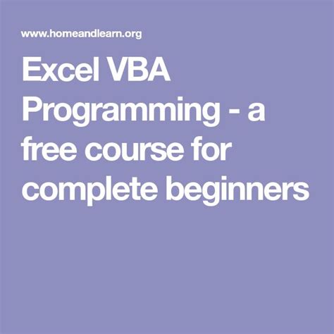 Excel Vba Programming A Free Course For Complete Beginners Microsoft Excel Tutorial Excel
