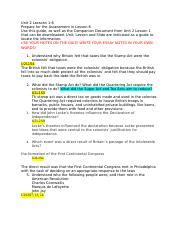 Unit Quiz Supplement Docx Unit Lessons Prepare For The Assessment In Lesson Use