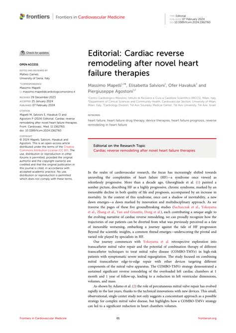 Pdf Editorial Cardiac Reverse Remodeling After Novel Heart Failure