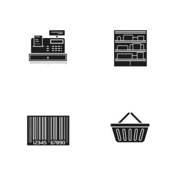 Barcodes Glyph Icons Set Cashier Linear Hand Vector Cashier Linear Hand PNG And Vector With