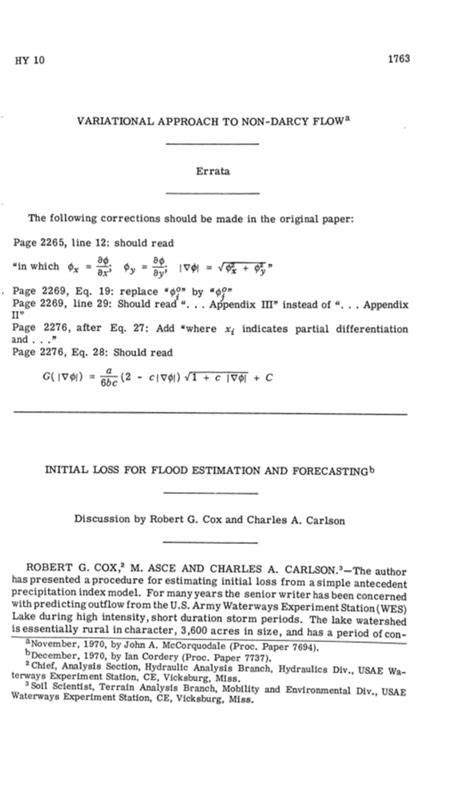 Discussion Of “initial Loss For Flood Estimation And Forecasting” Journal Of The Hydraulics