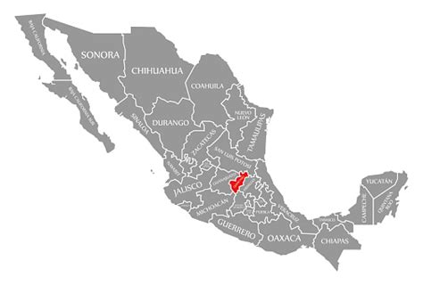 Vetores De Vermelho De Queretaro Destacado No Mapa De México E Mais