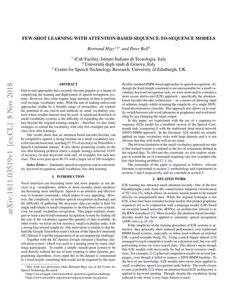 PDF Few Shot Learning With Attention Based Sequence To Sequence Models