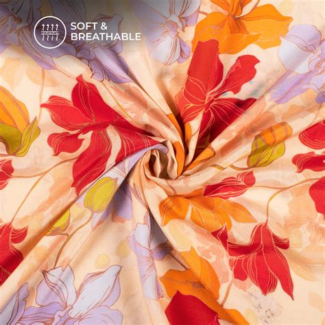 Lovely Floral Digital Print Viscose Muslin Fabric Fabcurate