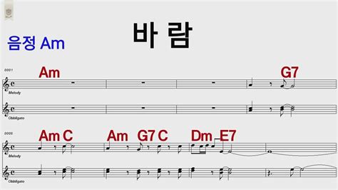 바람 송골매 Am 통기타 카포 악보영상 Youtube