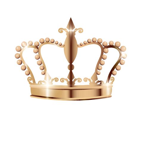 Gold Crown Isolated On White Backgrounds Realistic Vintage Royal Crown