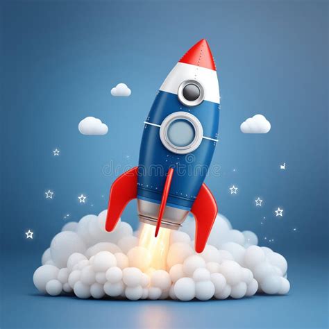 Bold 3d Rocket Launching Symbolizing Startup Growth Stock Illustration Illustration Of