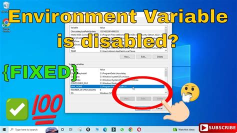 Environmental Variable Is Disabled Fixed Cant Edit Environment Variable Path In Windows