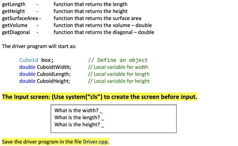 Solved Write A Program That Demonstrates The Cuboid Class By